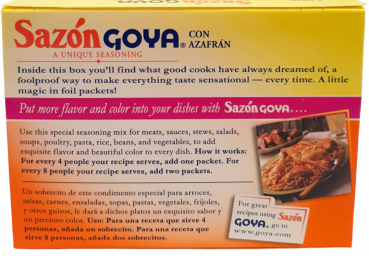 Goya Sazon con Azafran 8 sobres 40g - Variedades Latinas